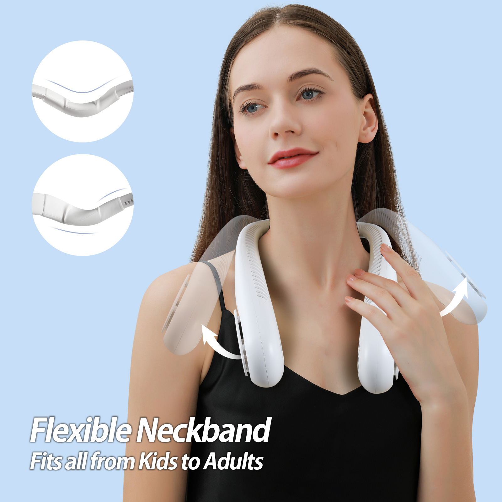 Bladeless Neck Fan, 5000mAh Rechargeable Battery Powered, 4 Speeds ...