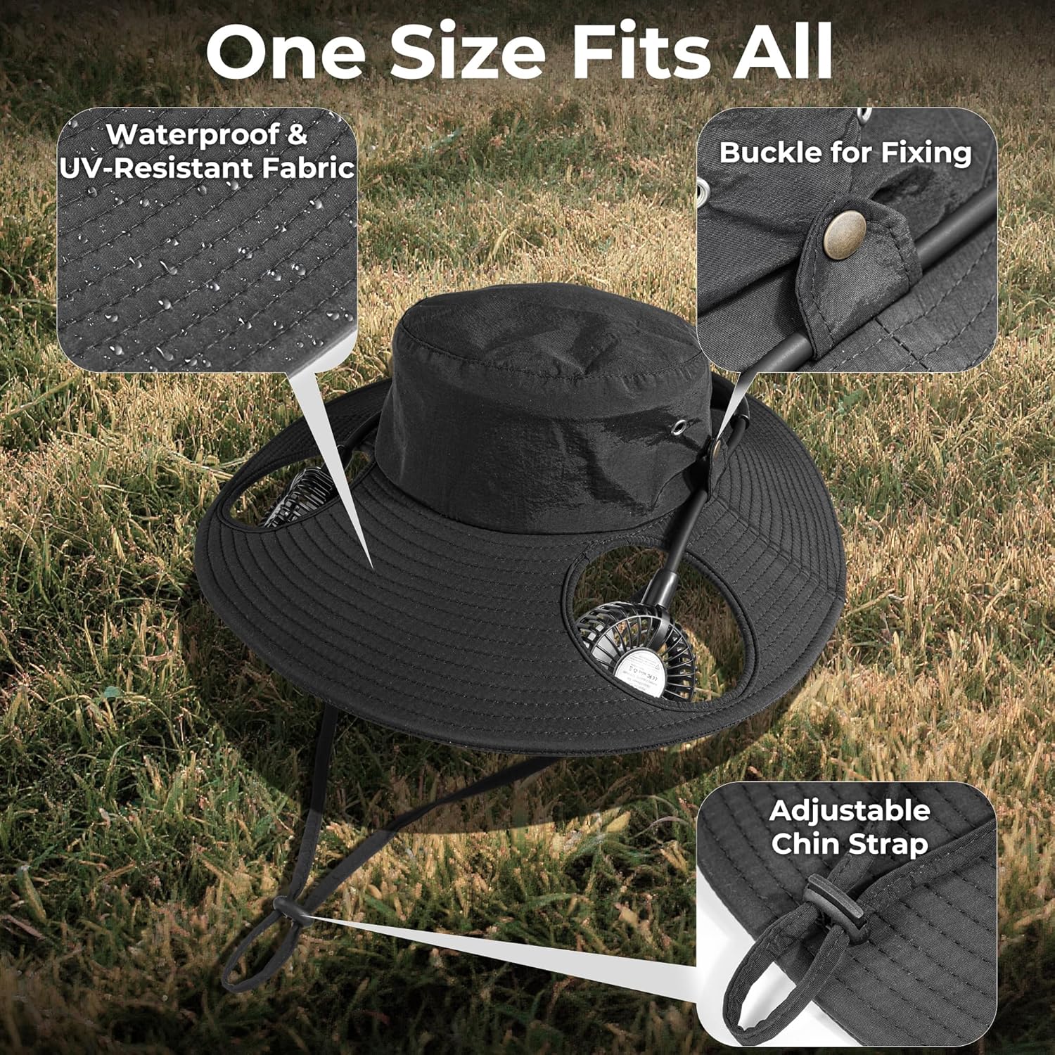 AMACOOL 2-in-1 Hands-Free Hat Fan with Detachable Neck Fan, UPF 50 ...